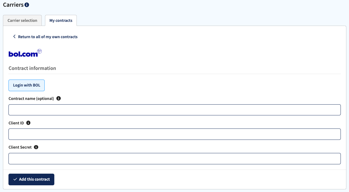 Bol.com carrier contract activation – Sendcloud Help Center